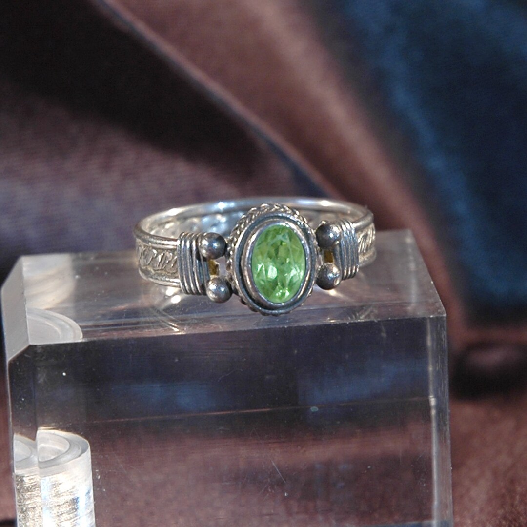 Sterling Peridot Ring, August Birthstone, Glowing Green Oval Gemstone ...