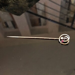 Fine Diamond Ruby Stick Pin, Victorian, Signed "585", 14k Gold ...