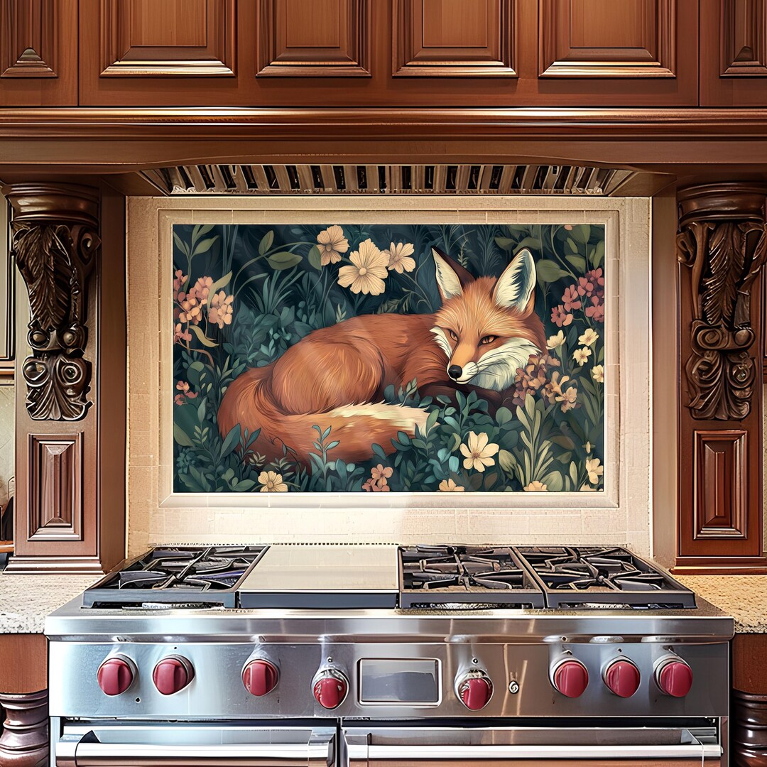 Tempered Glass Kitchen Backsplash for Stove, Fox Durable Splashback for ...