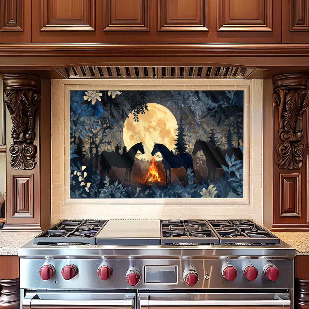 Premium Glass Kitchen Splashback Horses Heat Resistant Tempered Glass ...