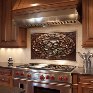 Glass Kitchen Backsplash, Rustic Sunflower Design, Copper Splashback ...