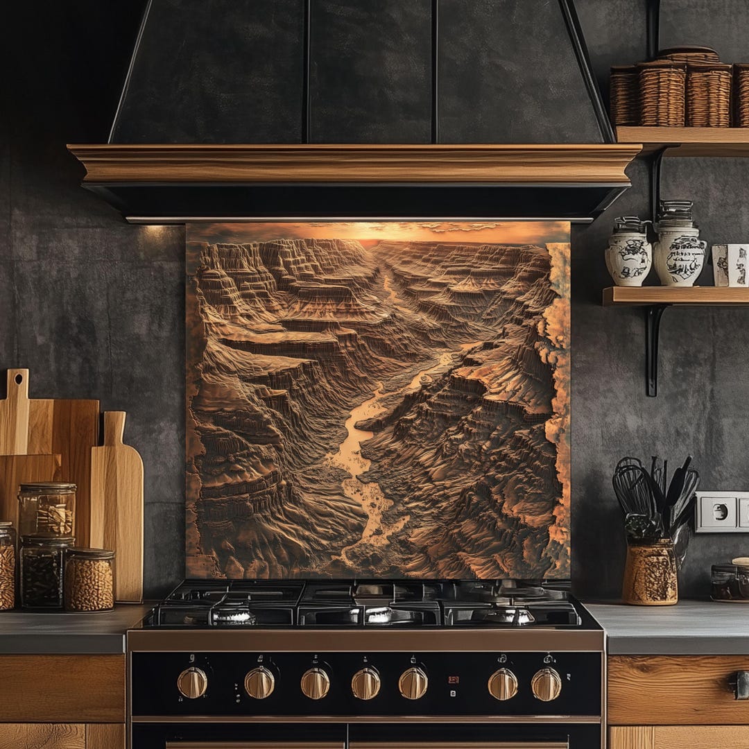 Tempered Glass Kitchen Backsplash Behind Stove, Canyon Glass Backsplash ...