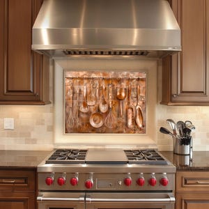 Glass Backsplash for Stove, Rustic Stove Backsplash Panel, Tempered ...