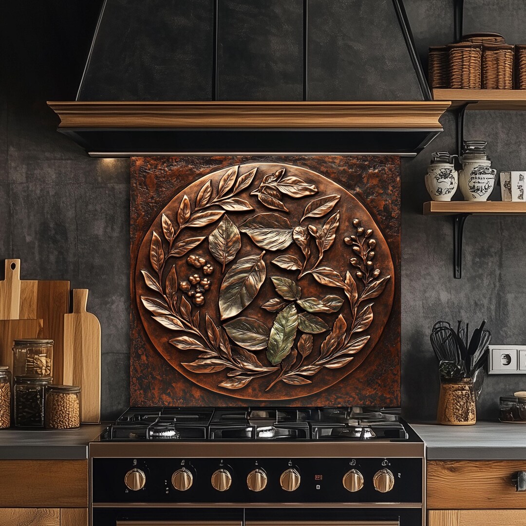 Glass Kitchen Backsplash, Rustic Sunflower Design, Copper Splashback ...