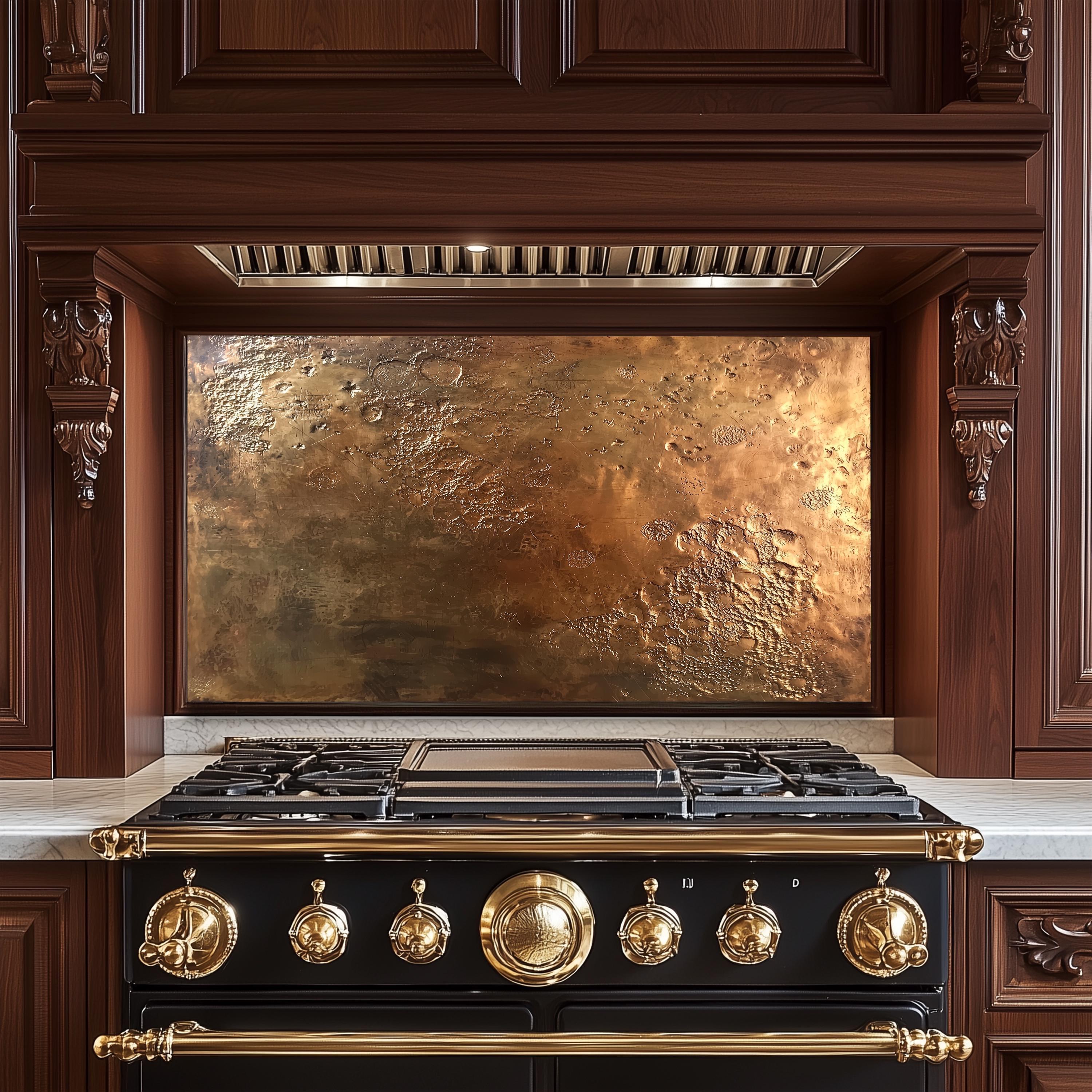 Textured Copper-effect Glass Backsplash: Rustic Kitchen Decor - Etsy