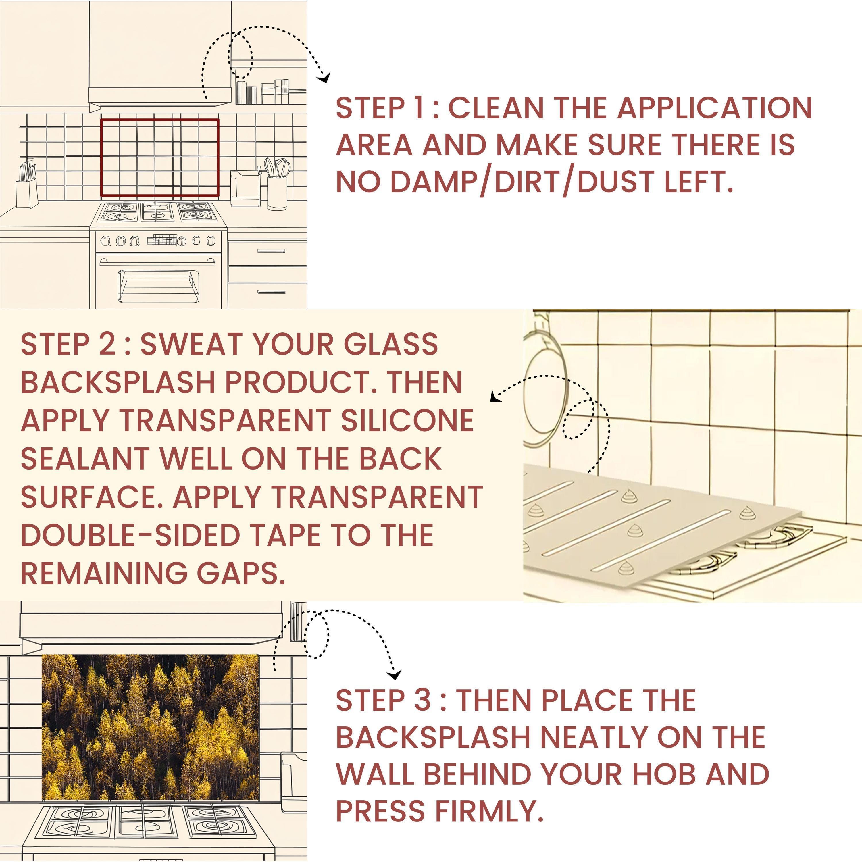 Mountain Landscape Backsplash, Floral Mountain Glass Splashback for ...