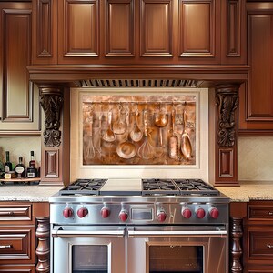 Glass Backsplash for Stove, Rustic Stove Backsplash Panel, Tempered ...