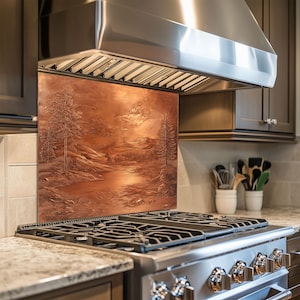 Landscape Backsplash, Mountain Kitchen Backsplash, Glass Backplash for ...