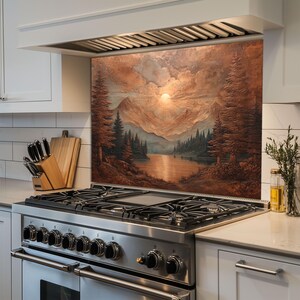 Landscape Backsplash-glass Art for Kitchen Stoveback, Backsplash Panel ...