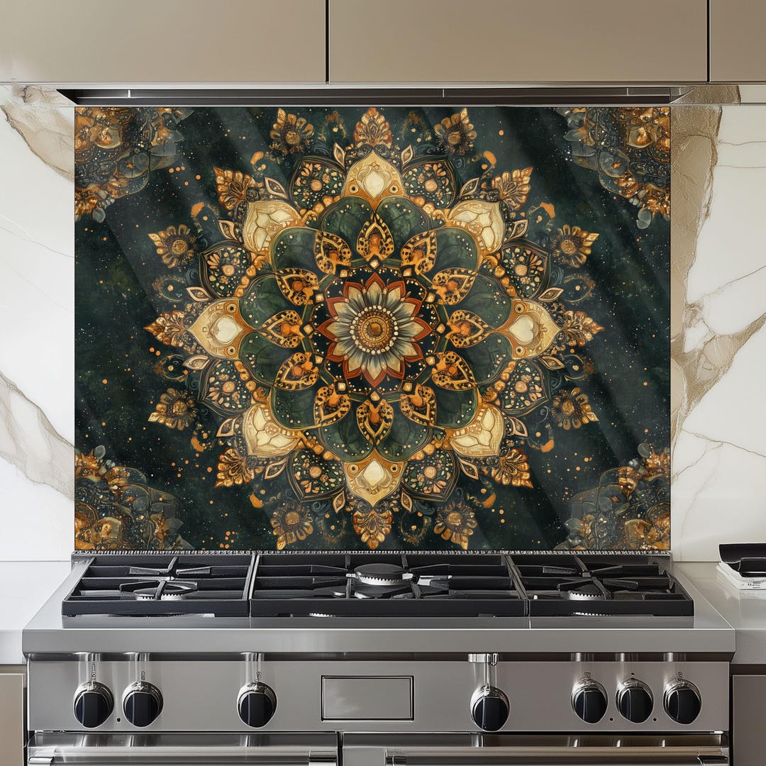 Kitchen Art Backsplash, Moroccan Style Tempered Glass Splashback for ...