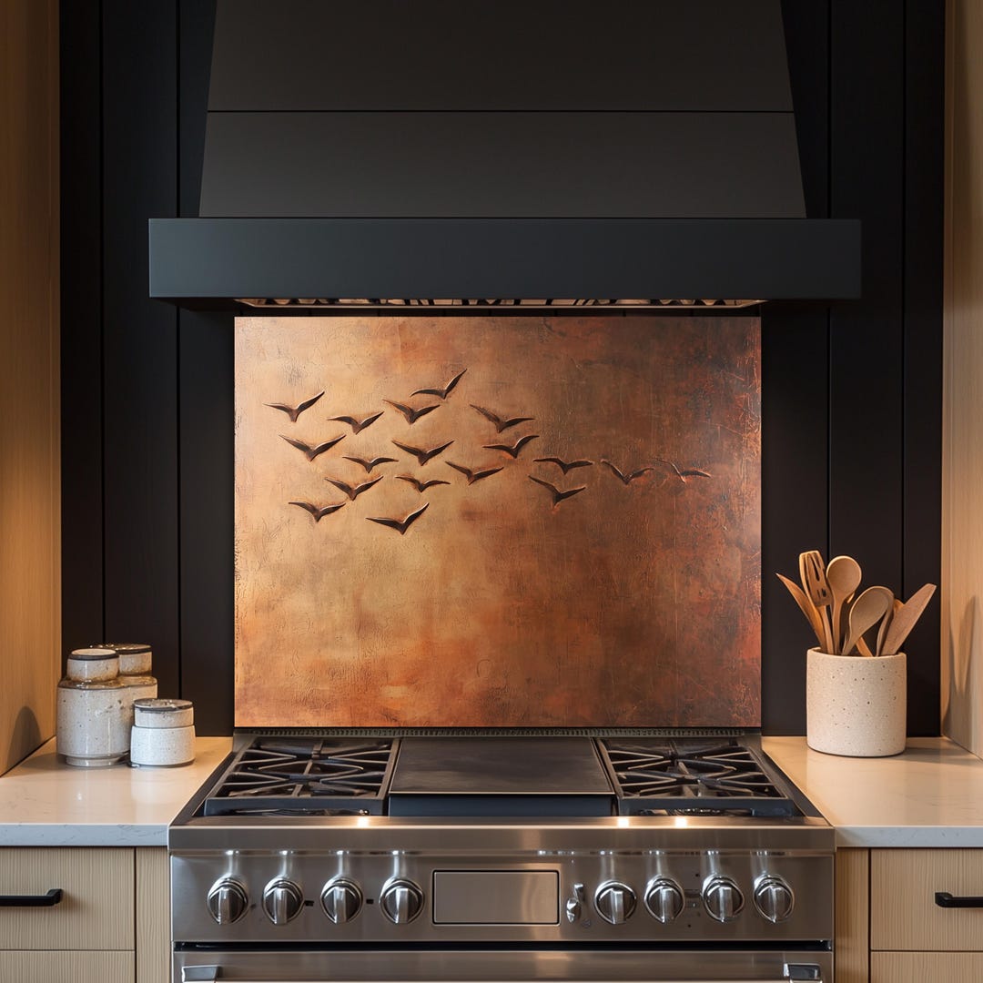 Copper Bird Backsplash,glass Backsplash, Unique Backsplash,rustic ...