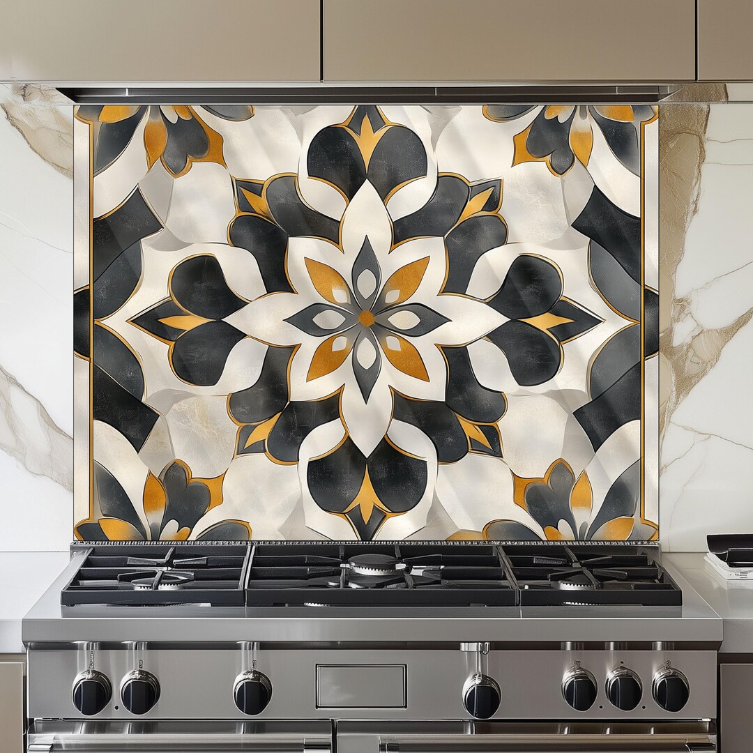 Back of Stove Glass Backsplash - Durable Moroccan Style Kitchen ...