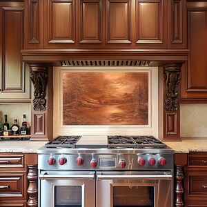 Landscape Backsplash, Mountain Kitchen Backsplash, Glass Backplash for ...