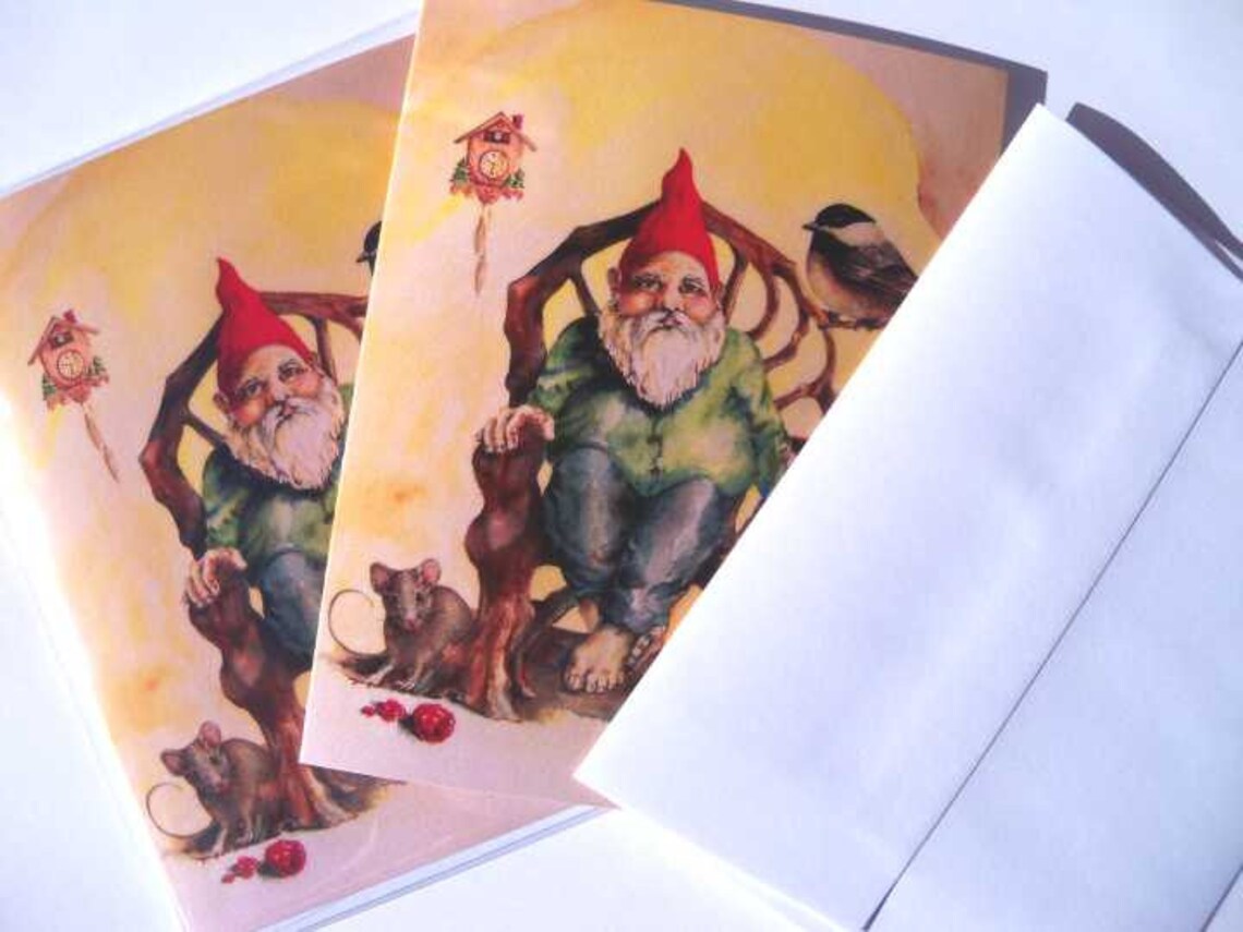 Gnome Greeting Cards Set of Five - Etsy