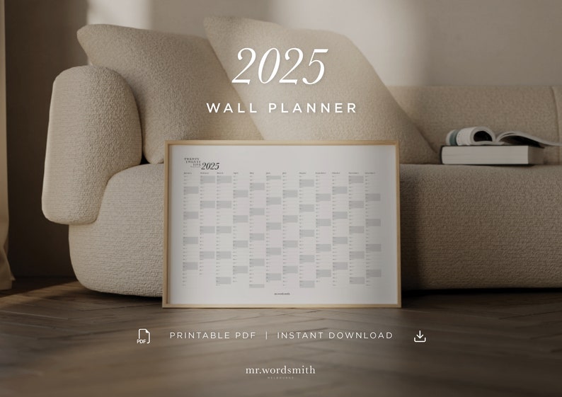 Printable Planner 2025 | Yearly Productivity Wall Planner | A2, A3, A4 ...