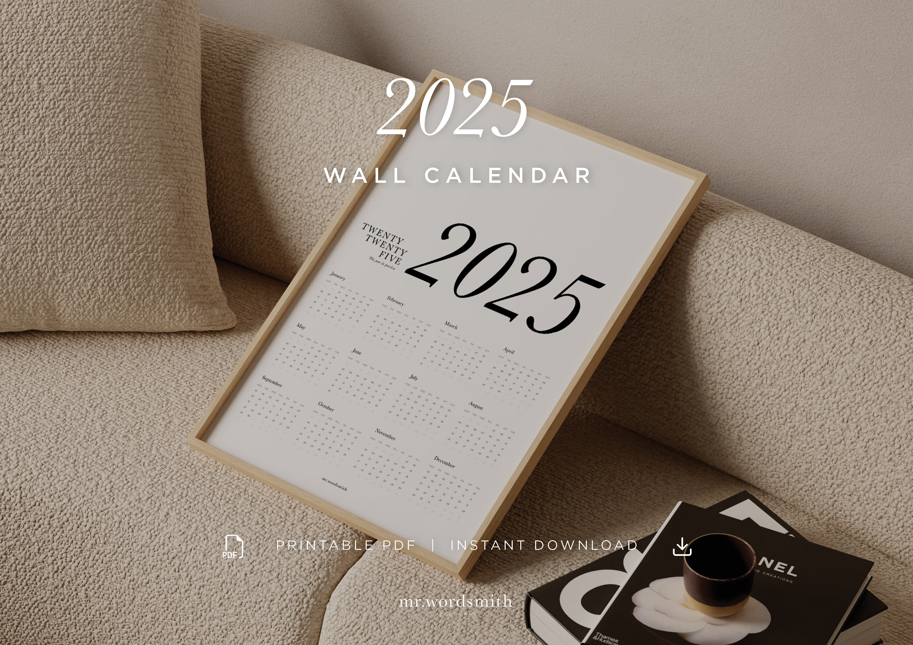 Printable Calendar 2025 | Yearly Calendar | A2, A3, A4 | Portrait ...