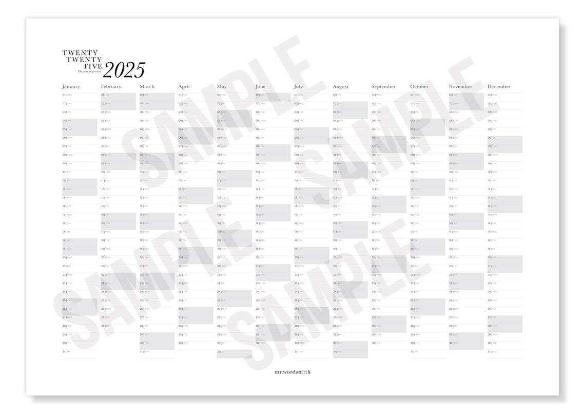 Printable Planner 2025 | Yearly Productivity Wall Planner | A2, A3, A4 ...