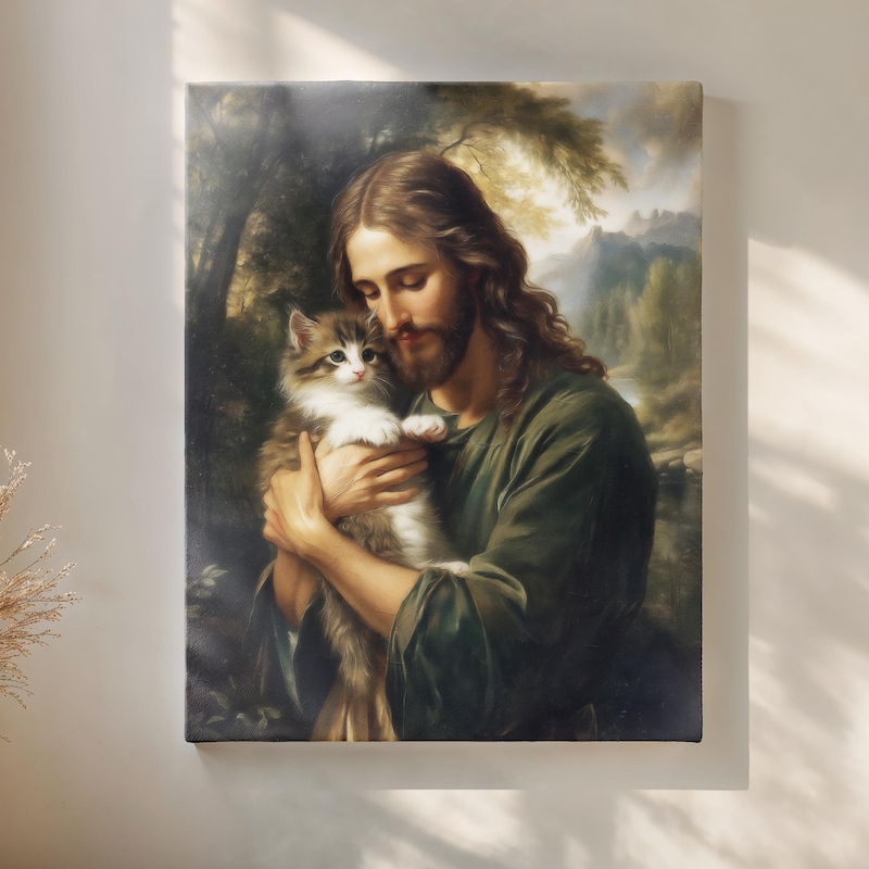 Jesus With Cat - Etsy