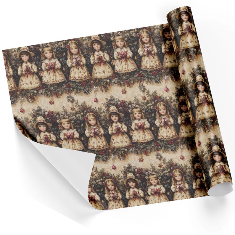 Antique Victorian Children Holiday Gift Wrap - Vintage Victorian Oil ...