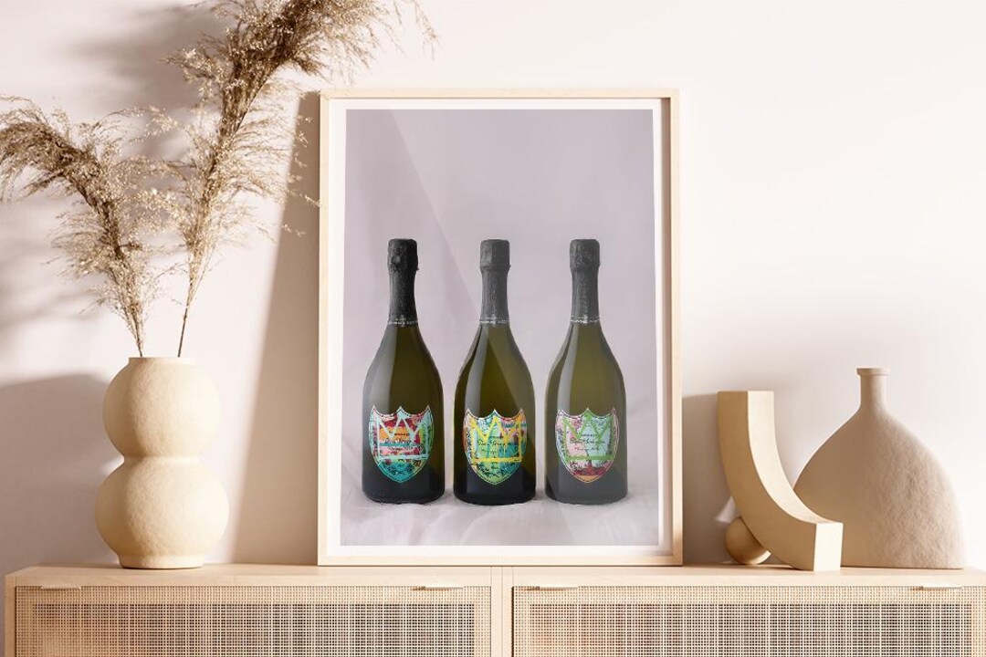 Dom Perignon X Jean-michel Basquiat Champagne Bottles Wall Art, Pop Art ...