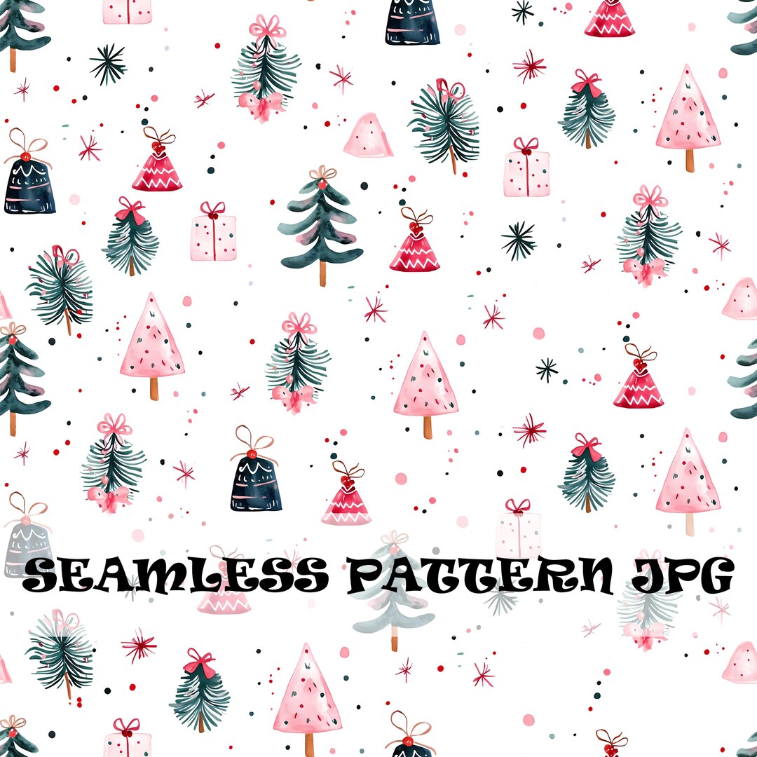 Pink Christmas Digital Pattern Seamless Pattern Seamless Holiday Design ...