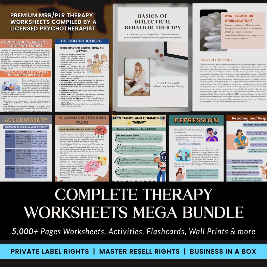 100+ Therapy Worksheets Bundle, Psychology Resources, Inner Critic, Boundaries, Trauma ...