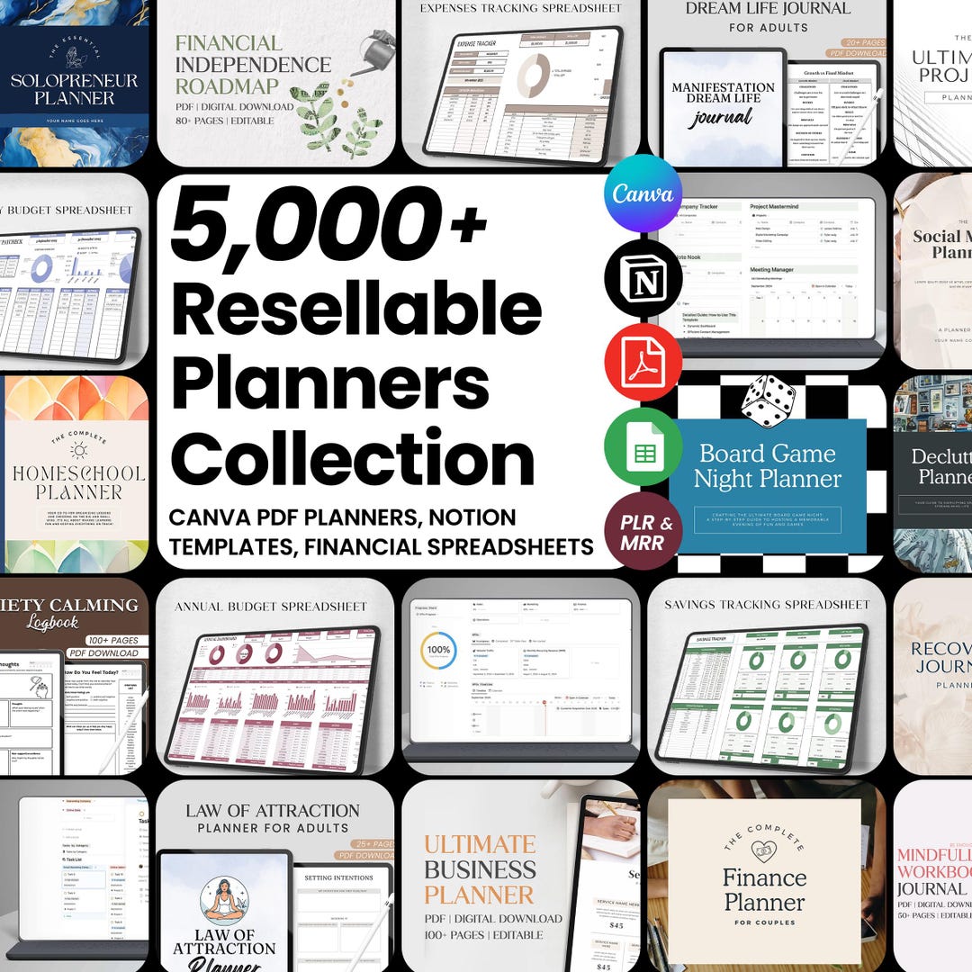 5,000+ Digital Planner Mega Bundle: Notion Templates, Google Sheets ...