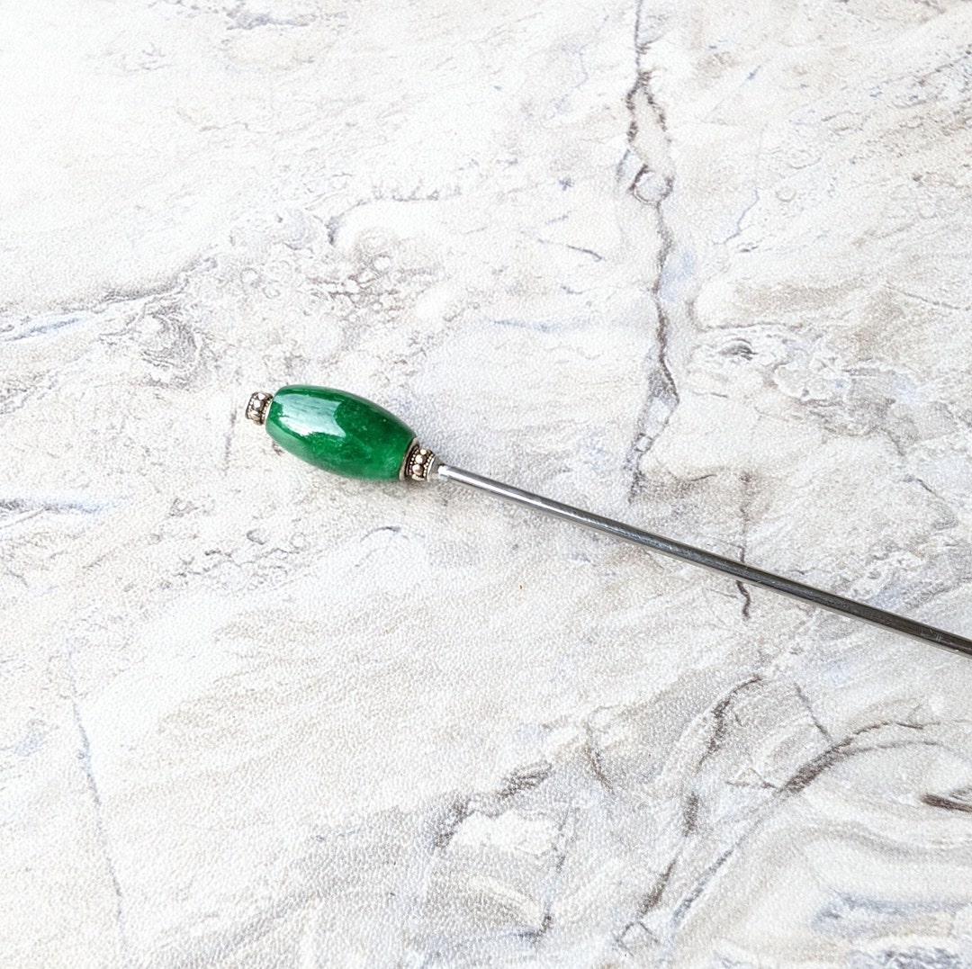 Jade Sentinel Stainless Steel Hair Stick, Natural Burmese Jade Custom ...