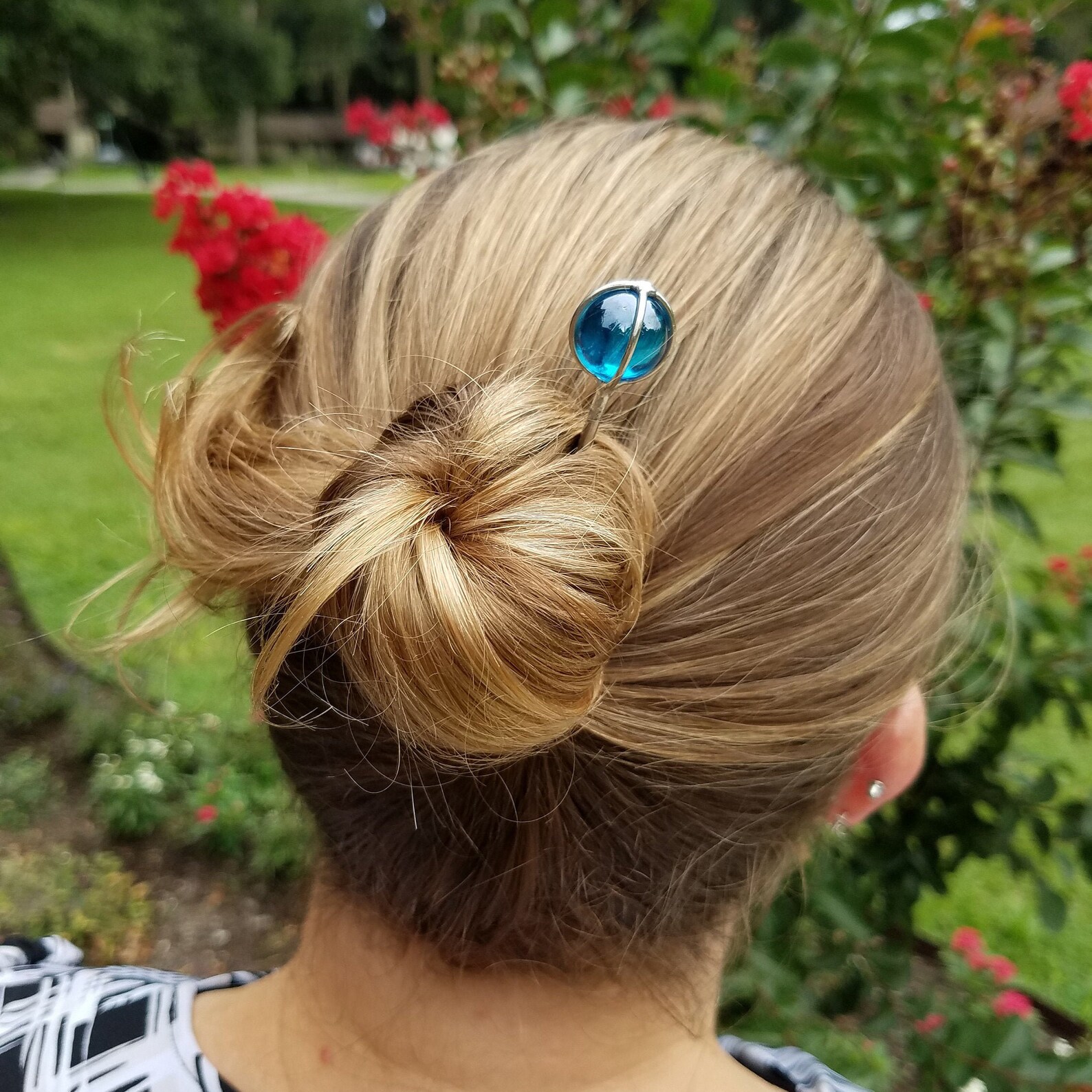 14mm Steel Hair Stick With Iridescent Caged Glass | Etsy