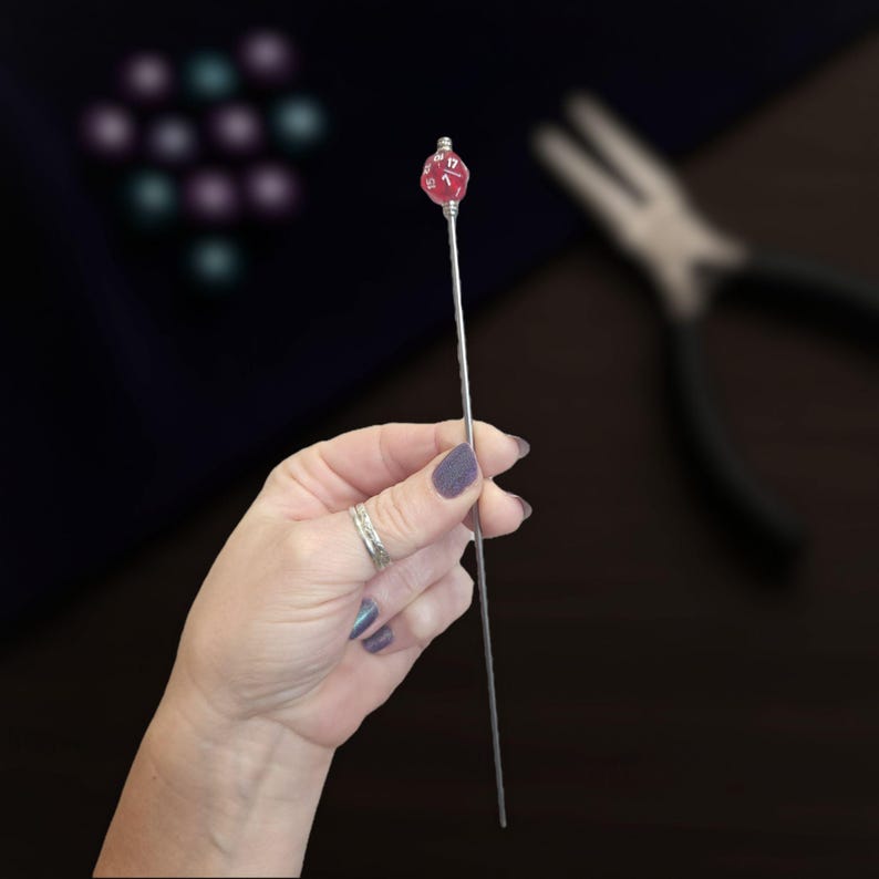 Mini D20 Crystal Shards Hair Stick Series, RPG Dice Custom Length ...