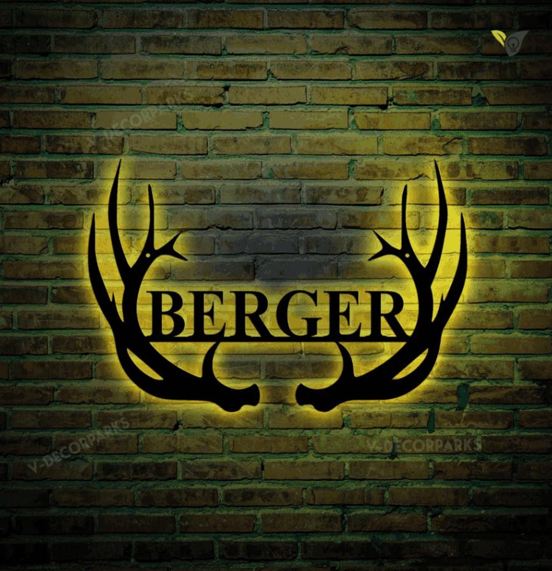 Custom Deer Antler Sign With Led Light, Personalized Metal Antlers ...