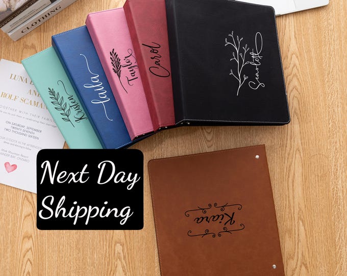 Personalized Leather Binder, Customized Binder, Graduation Gift, Office ...