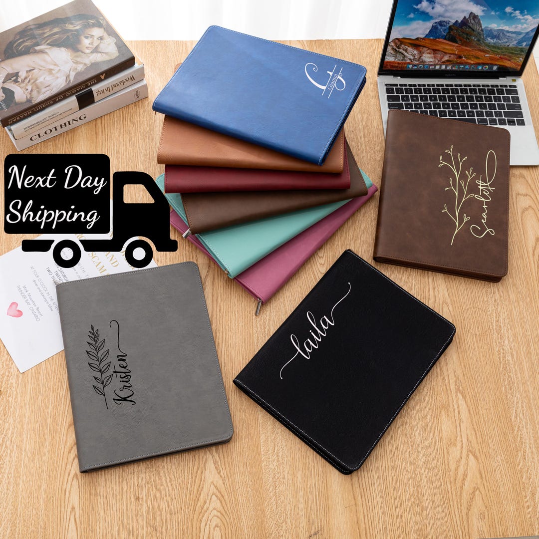 Personalized Refillable Portfolio, Custom Portfolio With Zipper, Custom ...