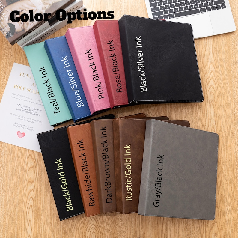 Personalized Leather 3 Ring Binder Portfolio, Custom Leather 8 X 11 ...