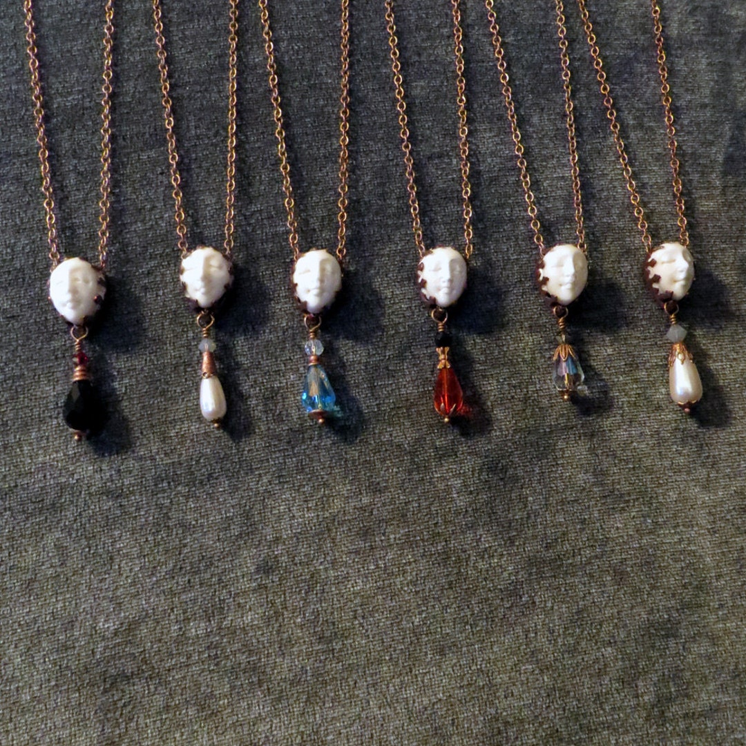 Bone Necklace - Hand Carved Bone Face Necklace - Carved Bone Necklace ...