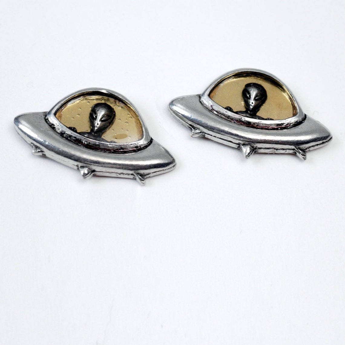 UFO Scifi Cufflinks Silver and Gold Outer Space Sci Fi | Etsy