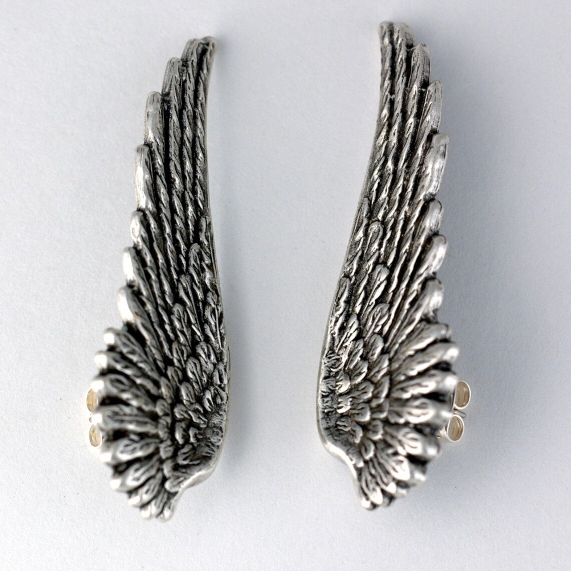 Dark Angel Ear Wings Antique Silver Winged Earrings the | Etsy