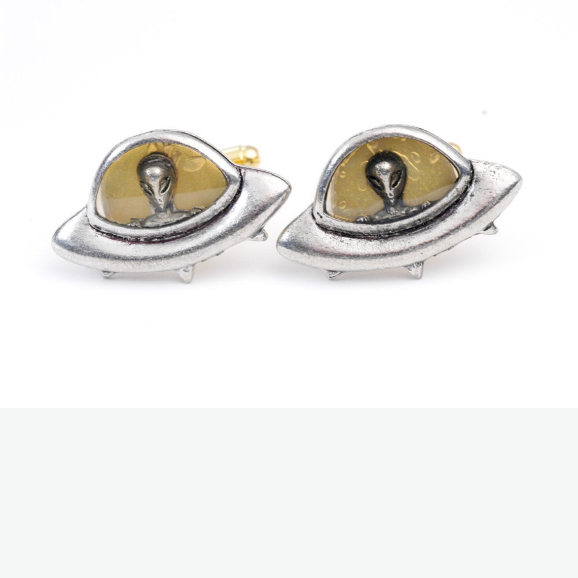 UFO Scifi Cufflinks Silver and Gold Outer Space Sci Fi | Etsy