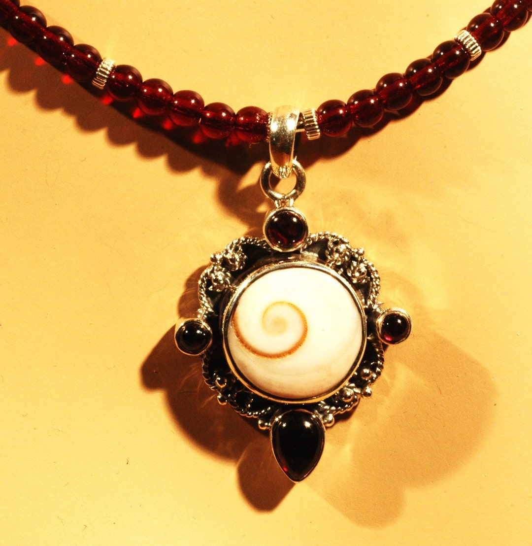 Garnet Shell Set Garnet Shell and Antiqued Sterling - Etsy