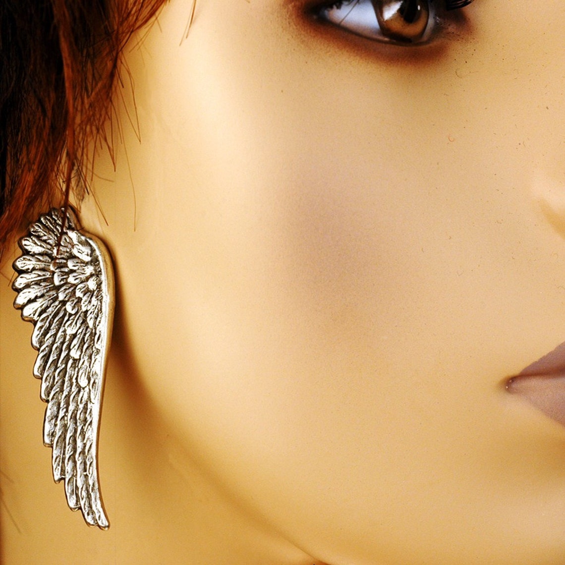 Dark Angel Ear Wings Antique Silver Winged Earrings the | Etsy