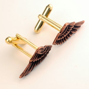 Wing Cuff Links SOLDERED - Cuff Wings - Antique Copper Winged Cufflinks ...