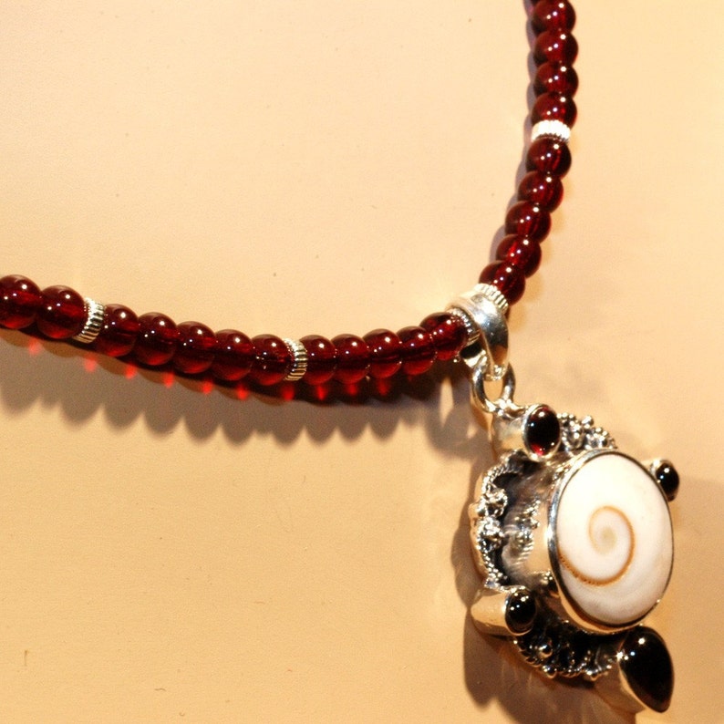 Garnet Shell Set Garnet Shell and Antiqued Sterling - Etsy
