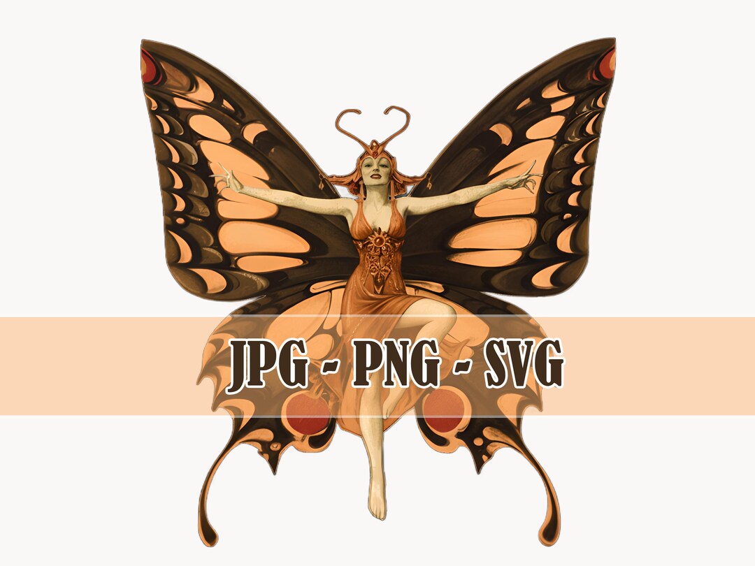 Vintage 1920s Lady SVG Authentic PNG Sublimation Flapper & Butterfly ...