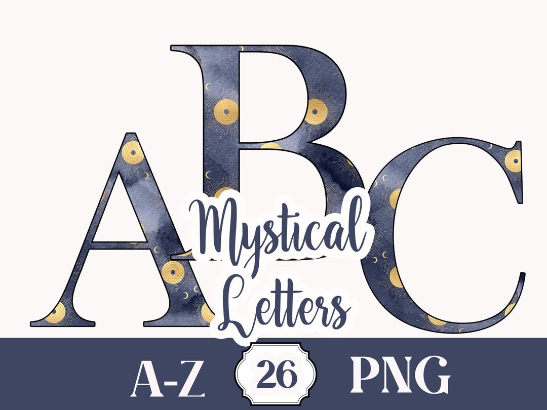 Mystical Letters Clipart PNG Constellation Alphabet A-Z Sublimation ...