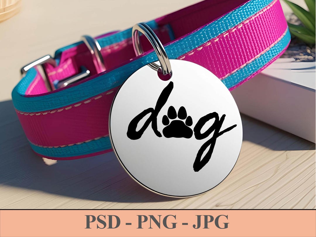 Pet Tag PSD Mockup Round Silver Dog Tag File for Photoshop Smart Layer ...