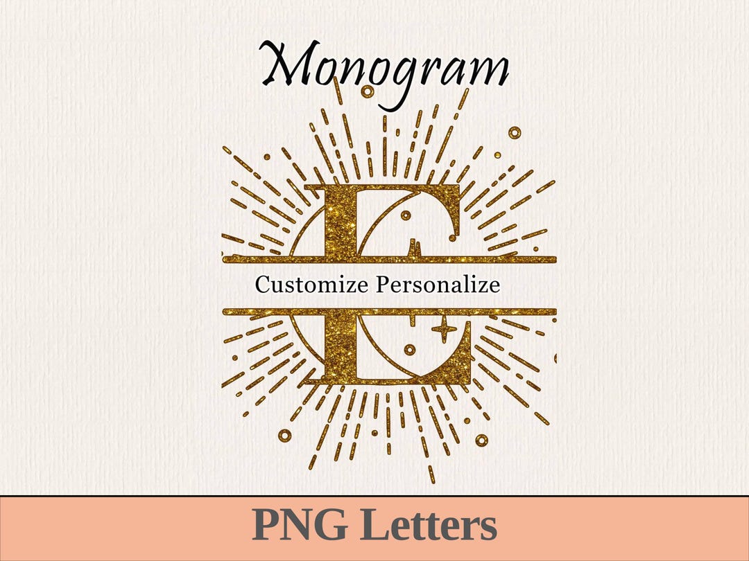 Astrology Letters Split Monogram PNG Alphabet Gold Glitter Files Font ...