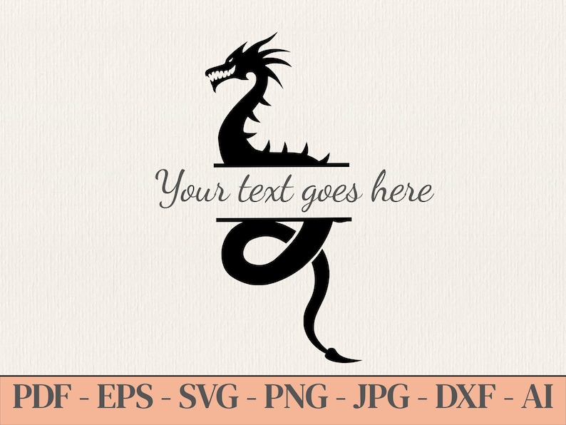 Split Monogram Dragon SVG PNG Cut File Cricut Chinese Serpent ...