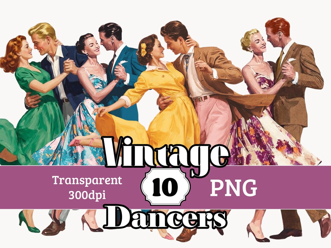Retro Swing Dancing Couples Bundle of 10 PNG Sublimation Print Design ...
