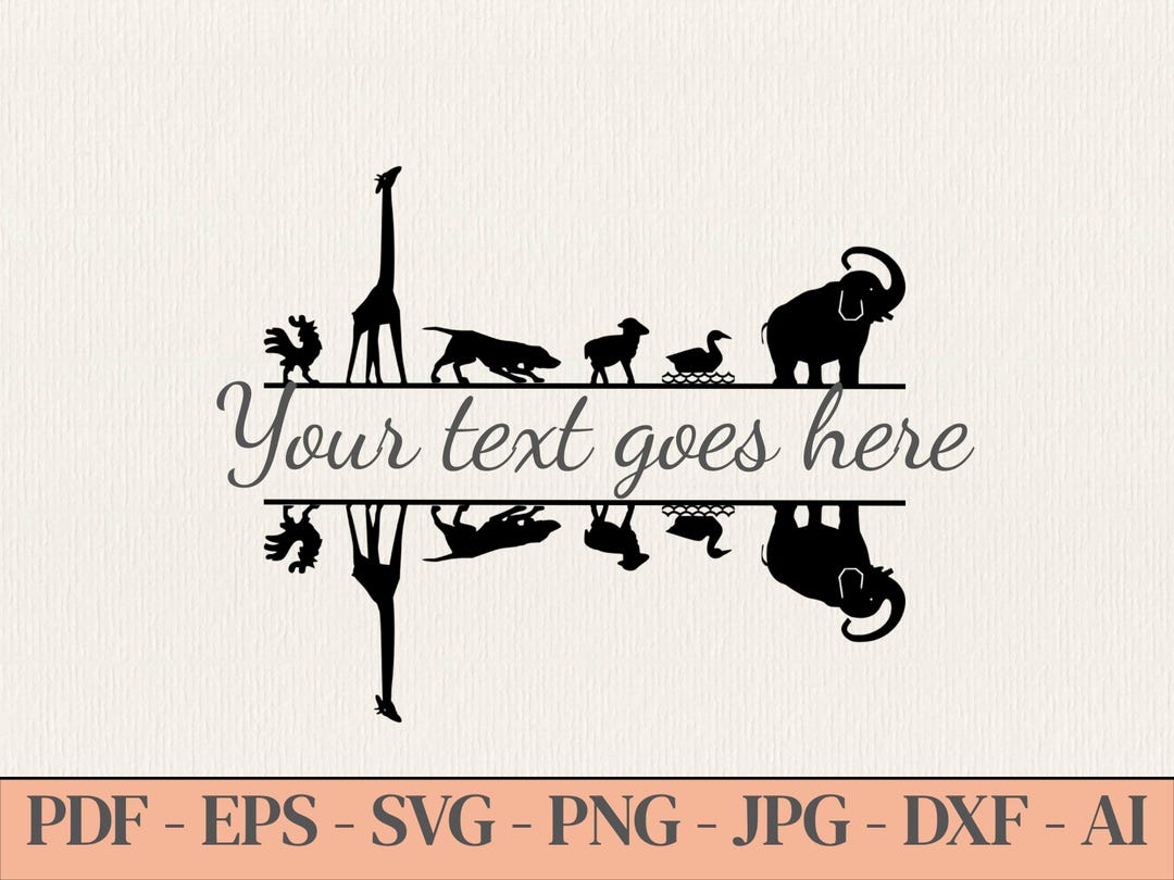 Split Monogram Cute Animals SVG PNG Birthday Sublimation Name Frame for ...