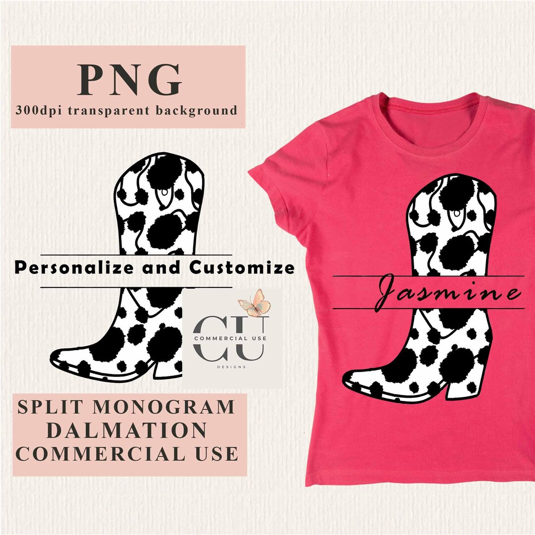 Cowgirl PNG Dalmatian Print Split Monogram Boot Grandmillenial Design ...